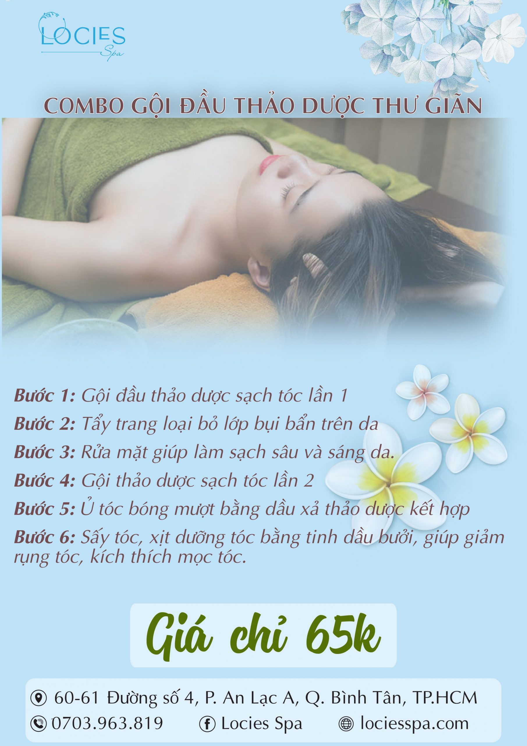 BẢNG GIÁ DỊCH VỤ GỘI ĐẦU DƯỠNG SINH – Locies spa